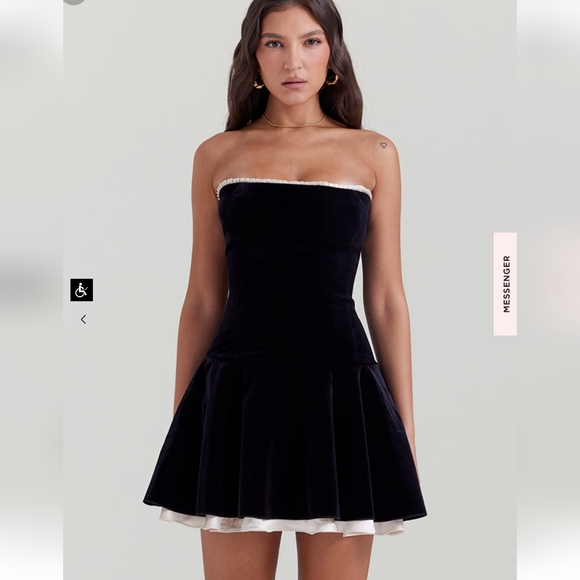 House of CB | Dresses | House Of Cb Marilla Black Velvet Strapless Mini ...